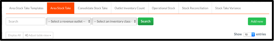 How to Create an Area Stock Take