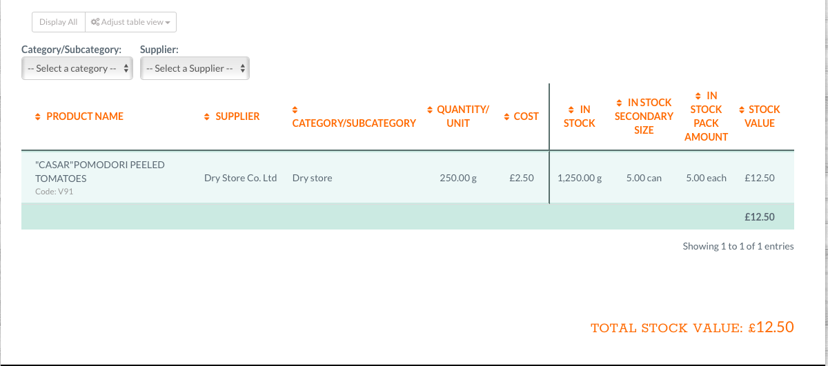 How to create an area stock take.