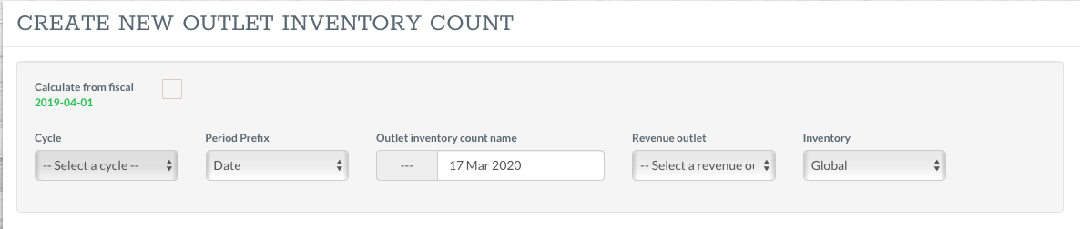 Opening your first Outlet Inventory Count.
